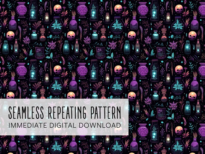 Neon Potions Digital Seamless Pattern File - Etsy