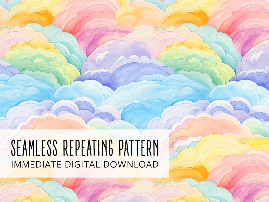 Pastel Rainbow Clouds Digital Seamless Pattern File - Etsy