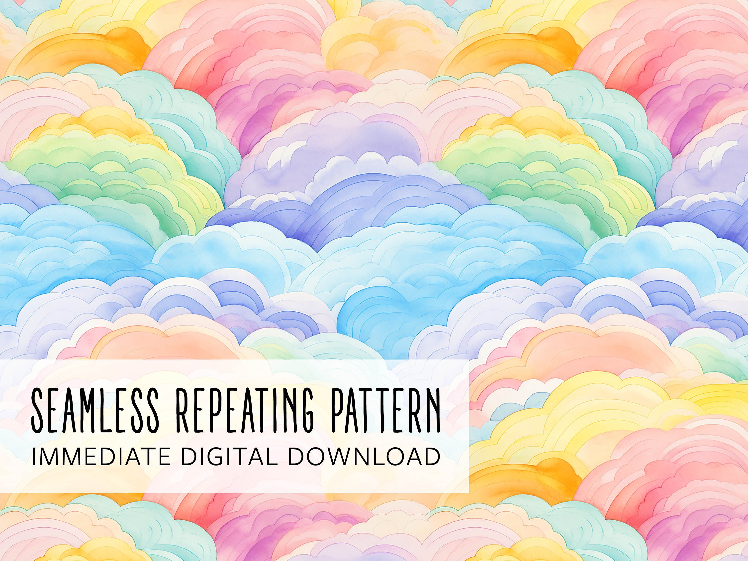 Pastel Rainbow Clouds Digital Seamless Pattern File - Etsy