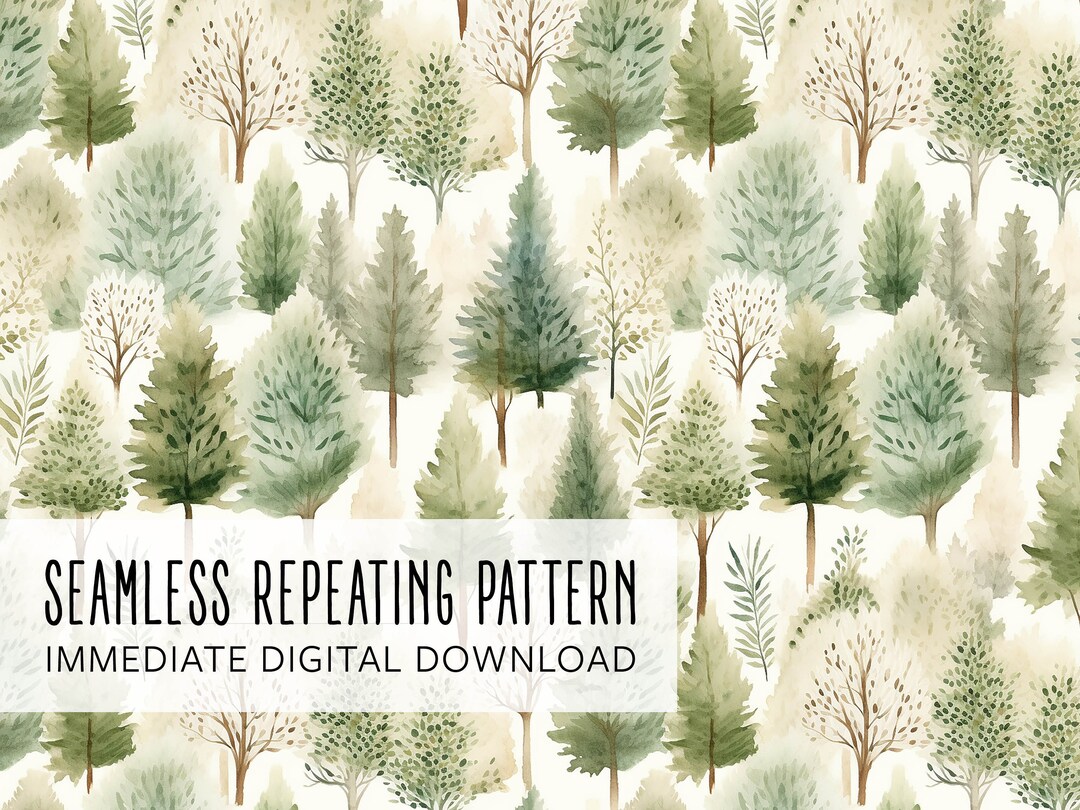 Watercolor Forest Landscape Digital Seamless Pattern File - Etsy
