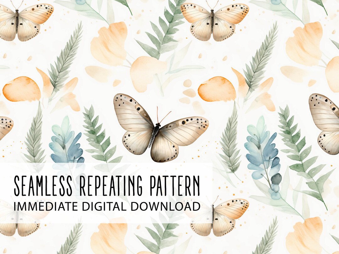 Butterfly Garden Digital Seamless Pattern File - Etsy