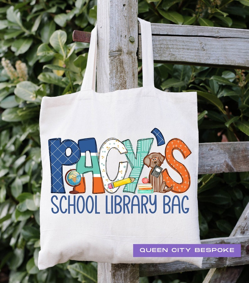 Personalized Kids Library Tote Bag: Back to School Book Bag - Etsy