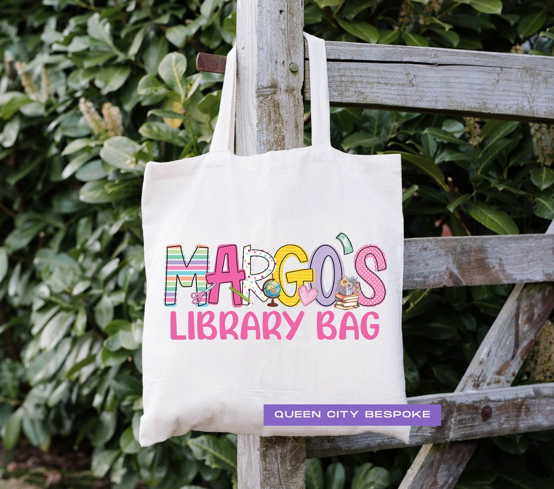 Personalized Girls Library Bag, Kids Name School Tote - Etsy