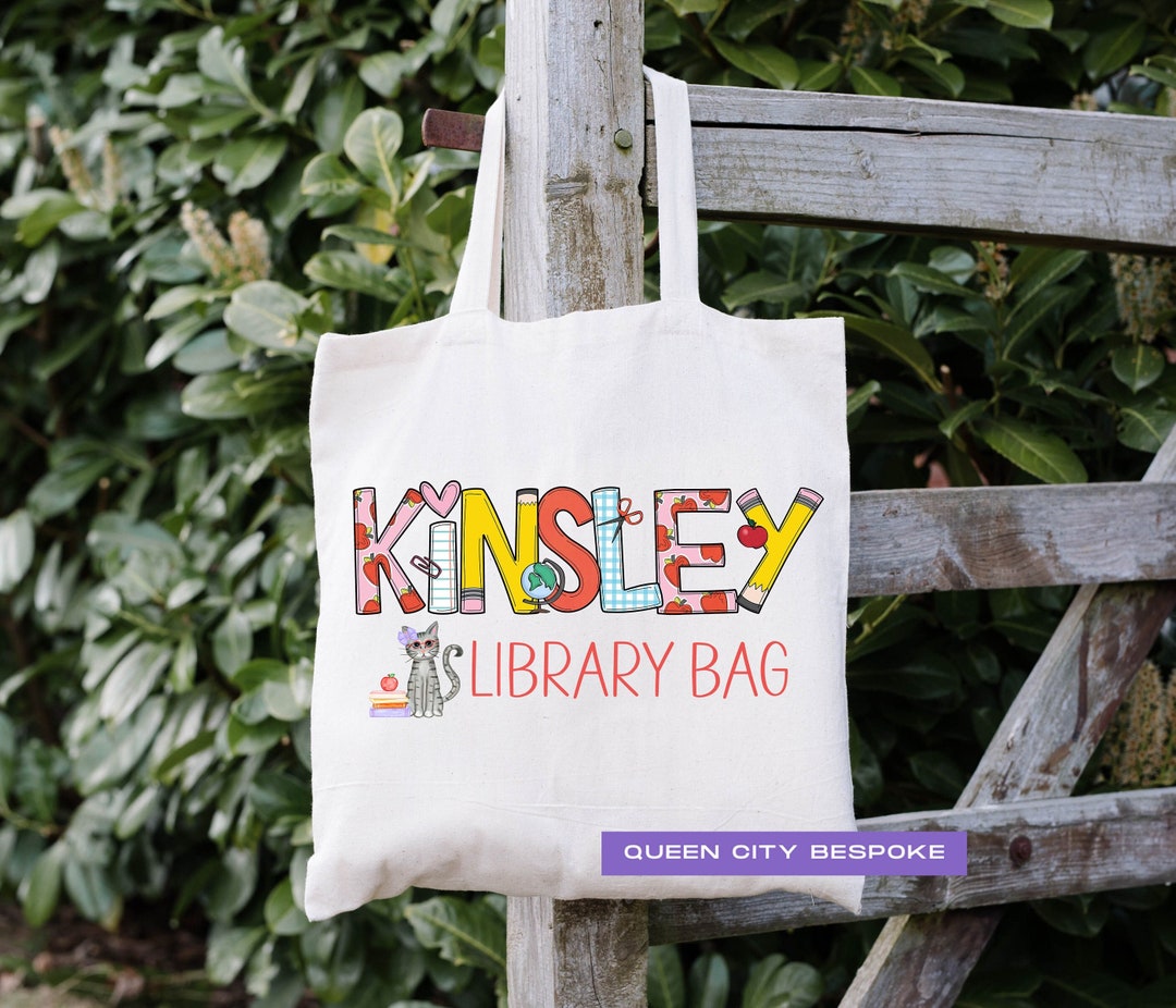Personalized School Library Bag, Personalized Library Bag for School ...