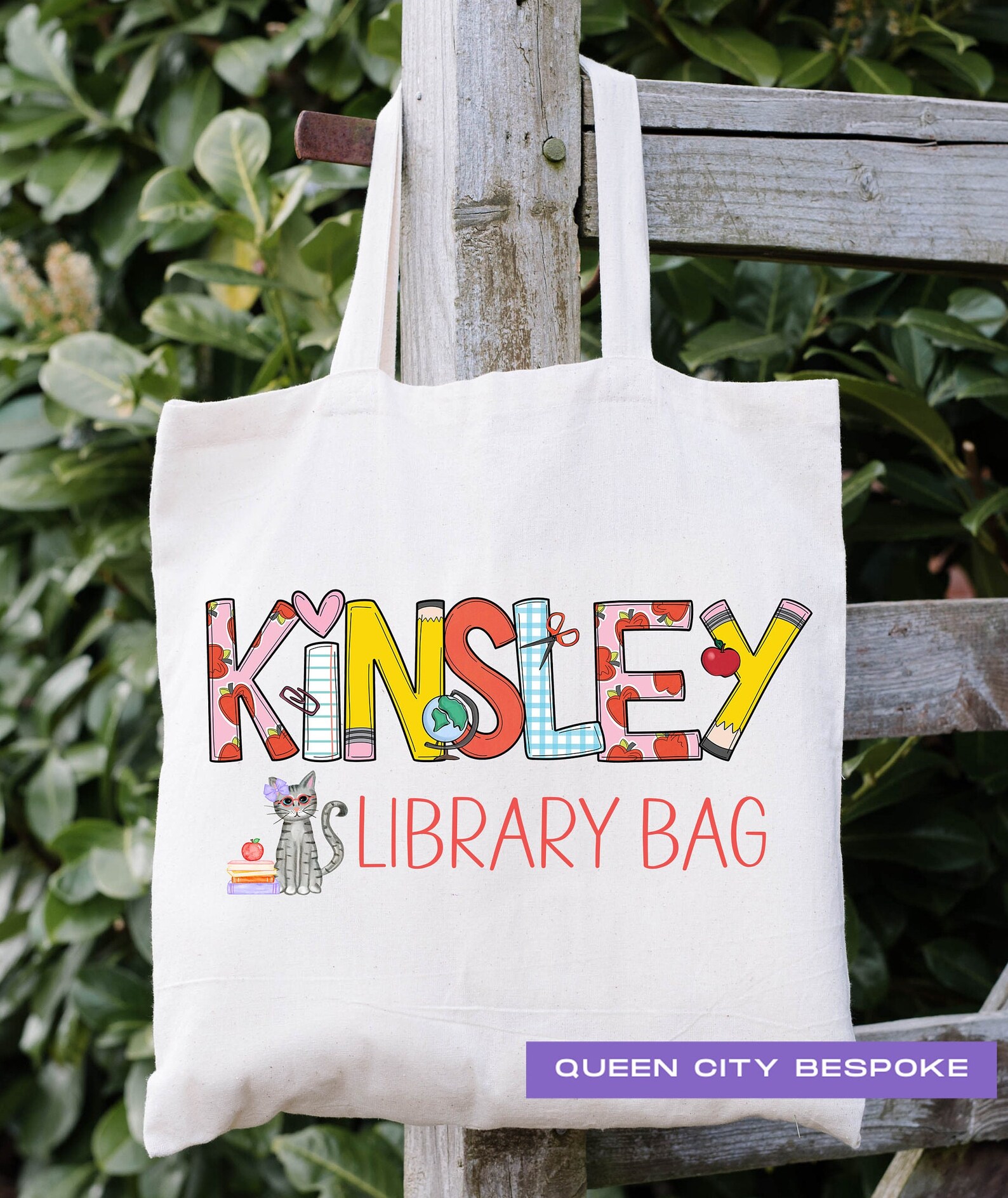 Personalized School Library Bag Personalized Library Bag for - Etsy