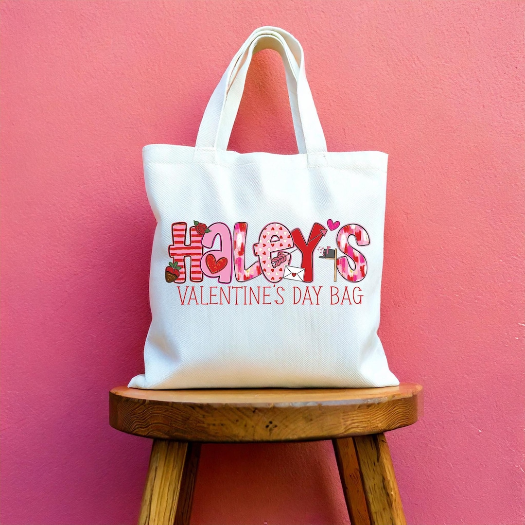 Girls Name Valentine Bag, Personalized Valentine's Day Bag, Valentine's ...