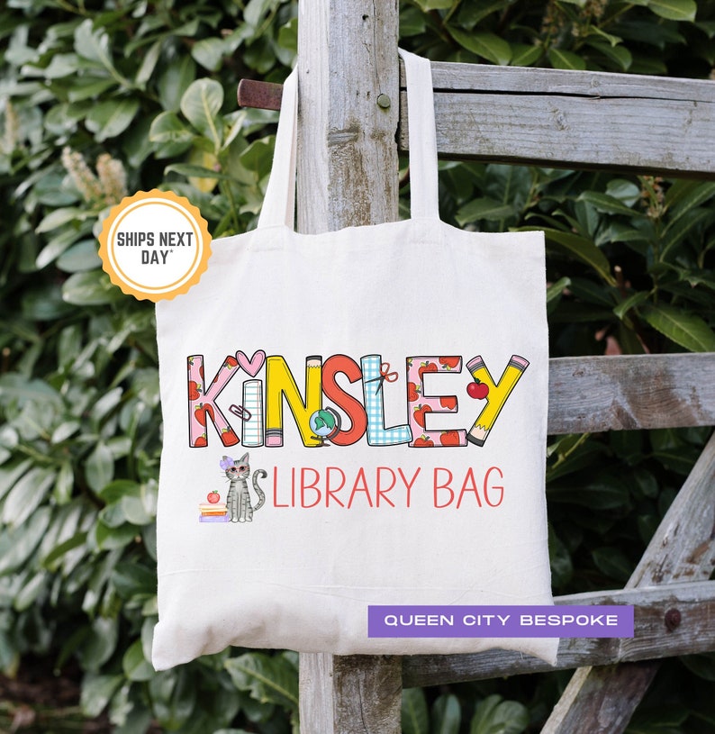 Personalized School Library Bag Personalized Library Bag for - Etsy