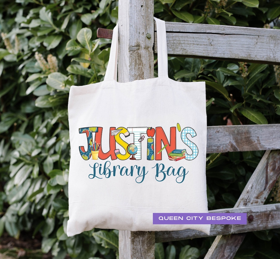 Personalized Library Bag, Personalized School Library Bag, Kid Name ...