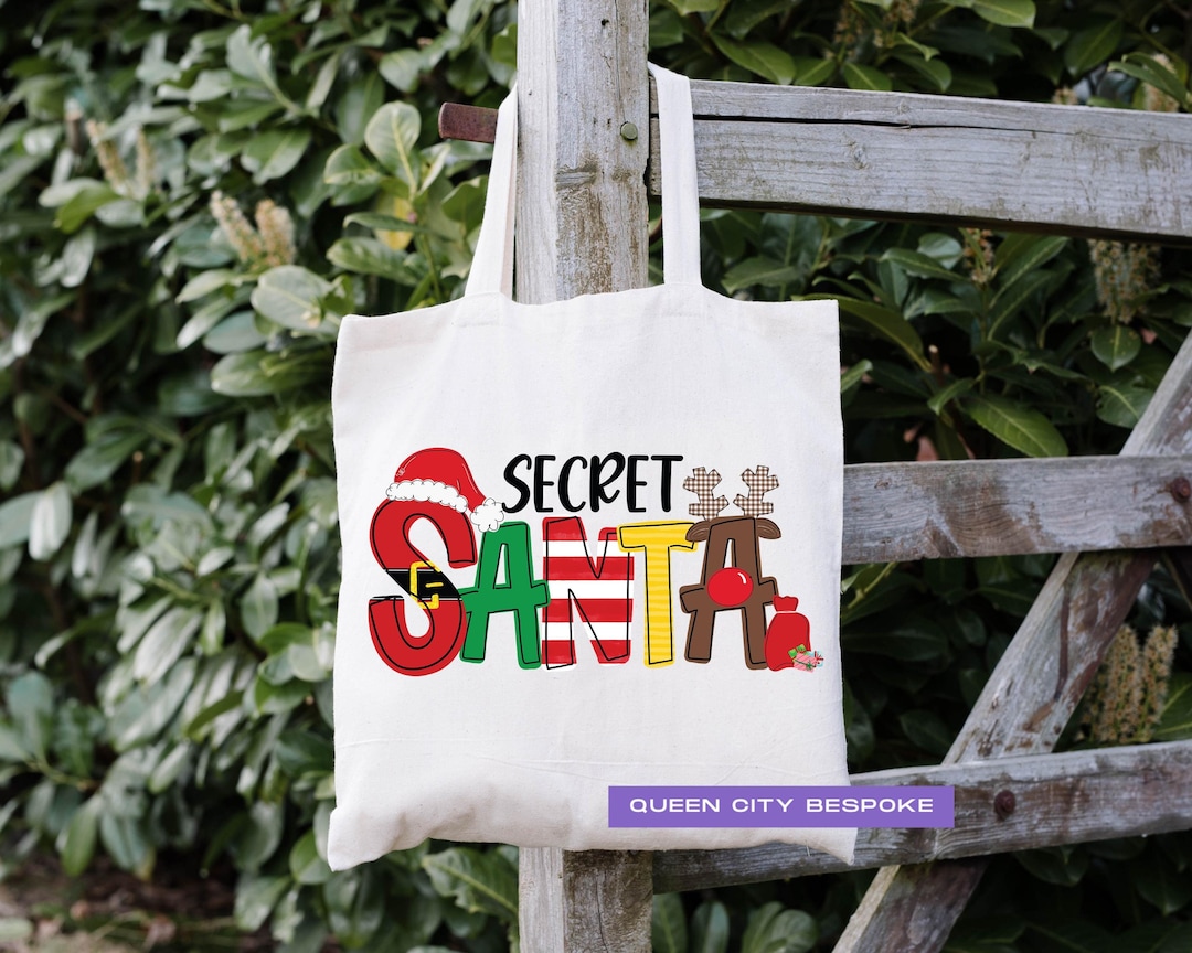 Secret Santa Gift Bag, Christmas Gift Tote Bag, Secret Santa Tote Bag ...