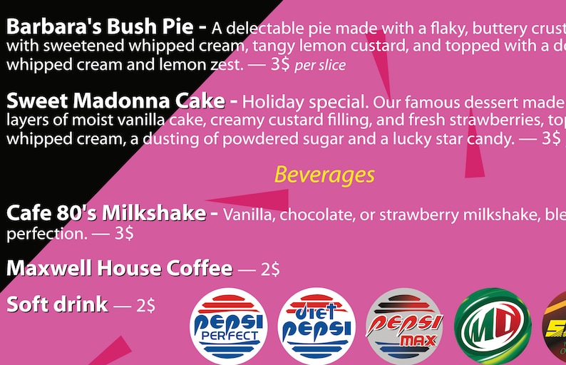 CAFE 80's Menu Back to the Future - Etsy
