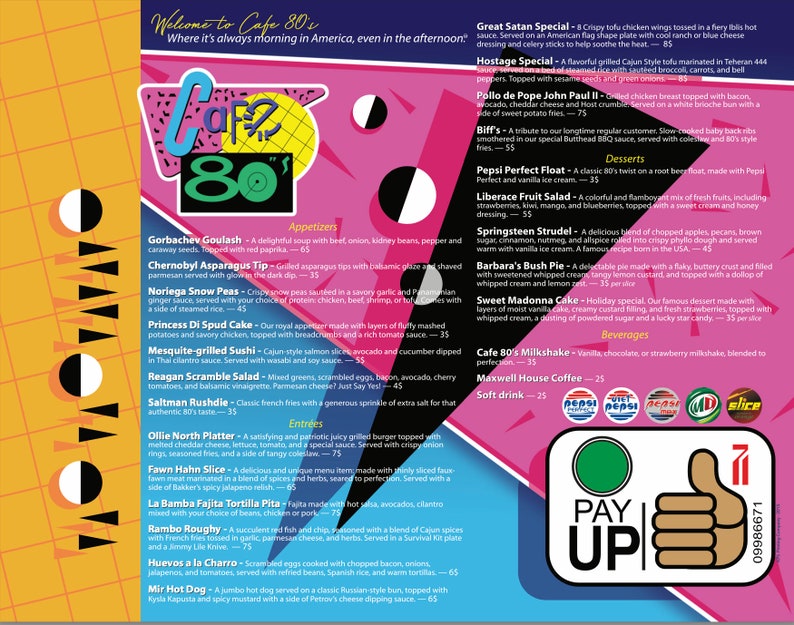 CAFE 80's Menu Back to the Future - Etsy
