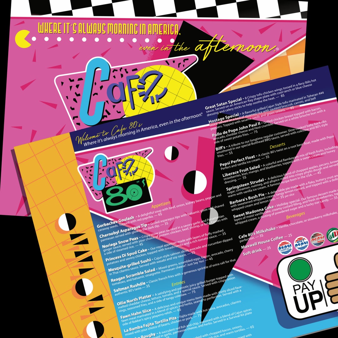 CAFE 80's Menu Back to the Future - Etsy