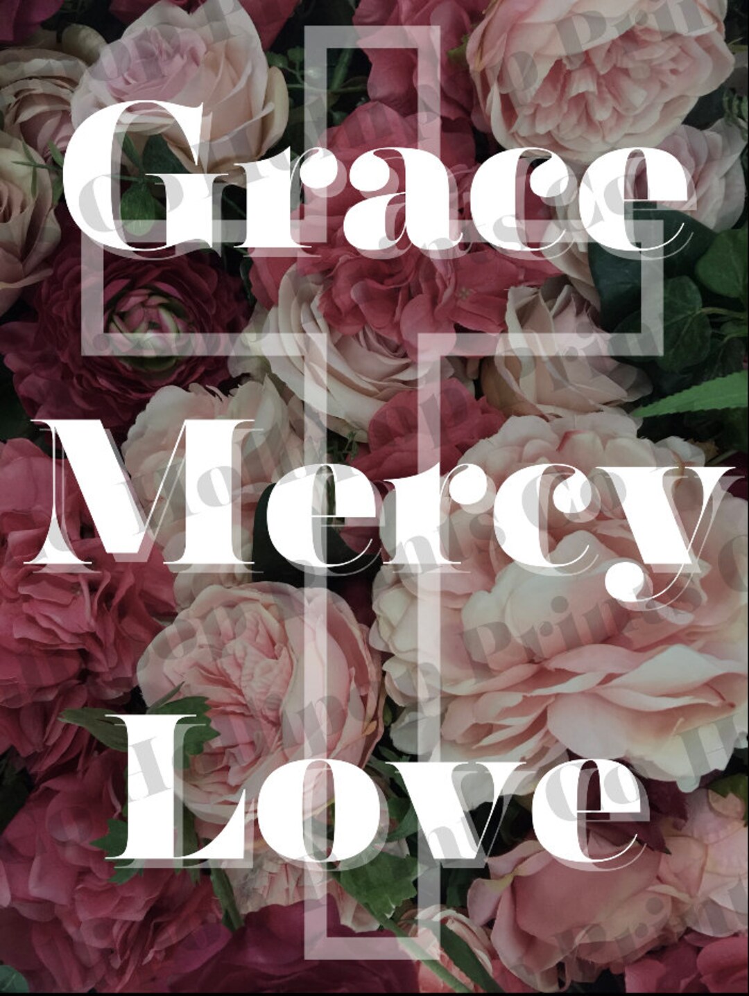 Grace Mercy Love Floral Cross PNG Download - Etsy