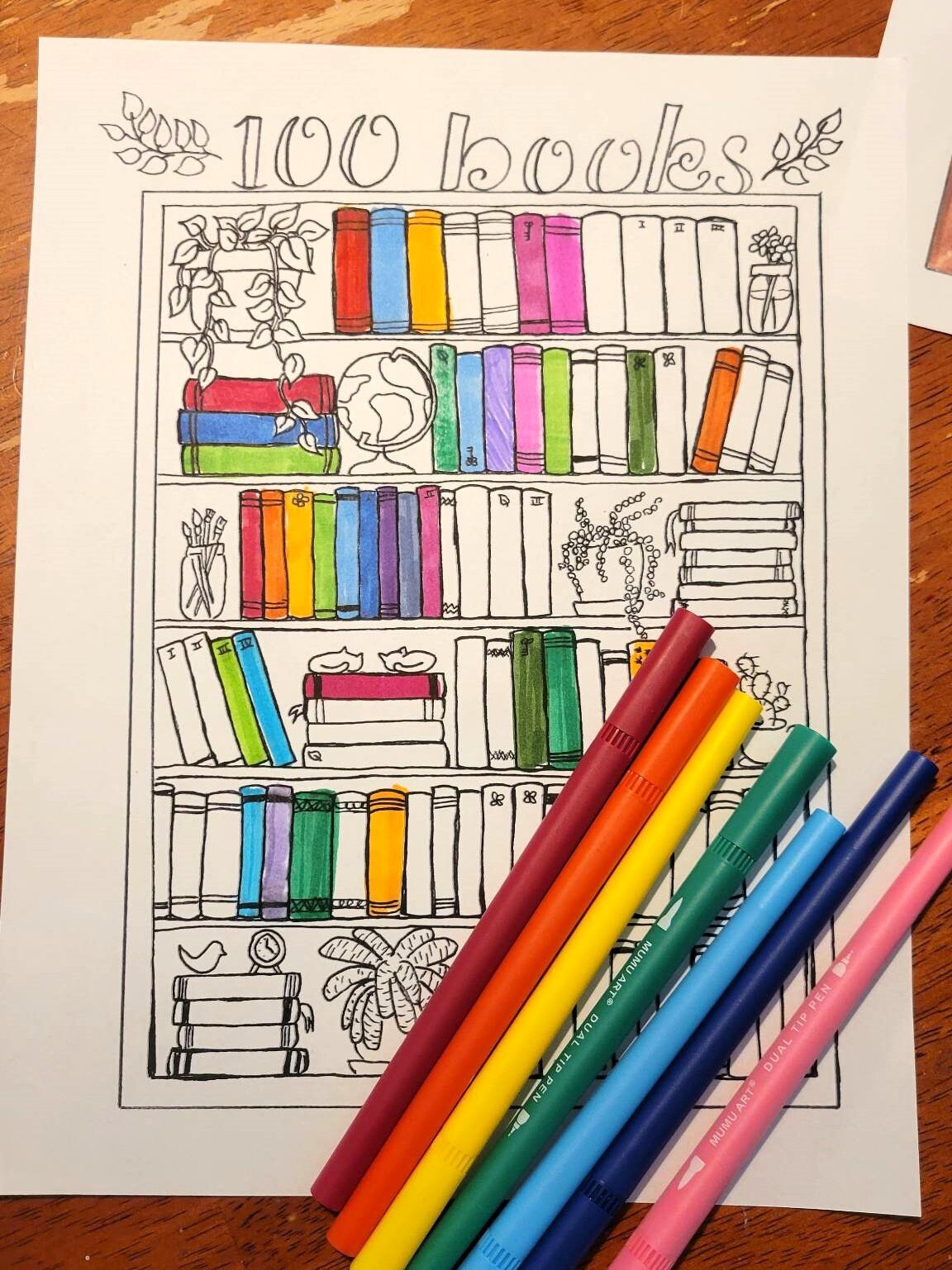 100 Books Book Log B&W AND Color - Etsy