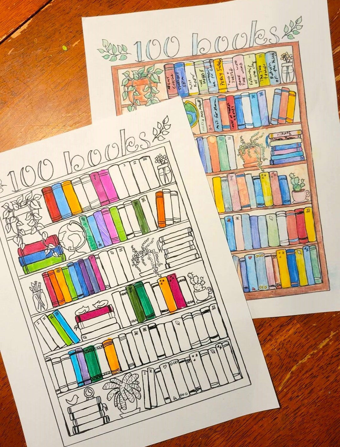 100 Books Book Log B&W AND Color - Etsy