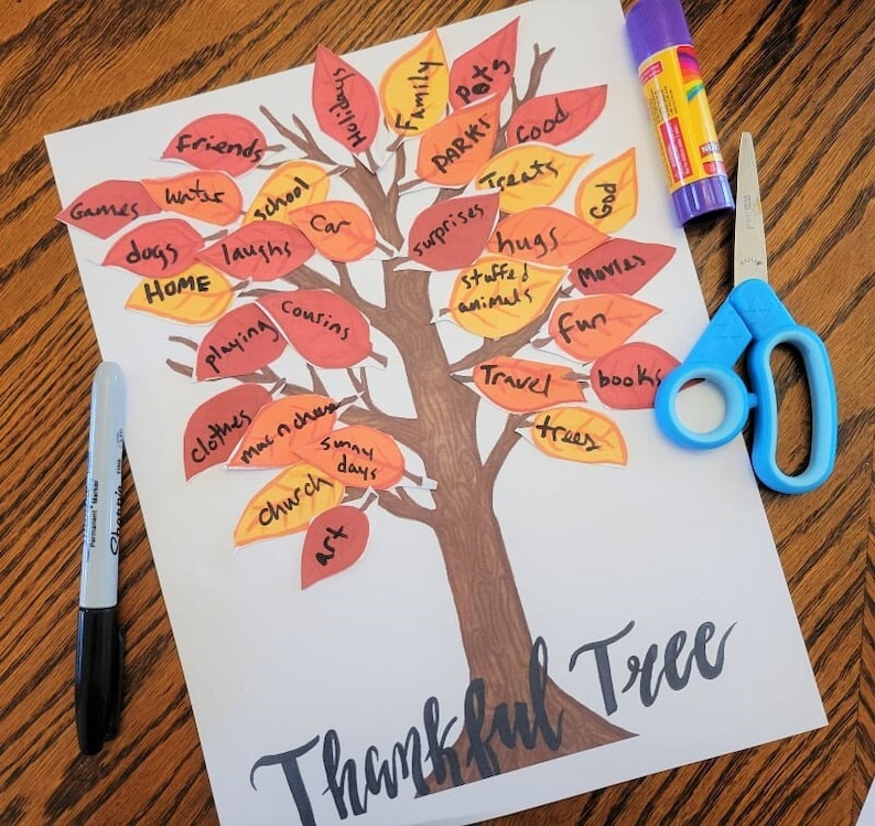 Thankful Tree With Leaves Printable - Etsy