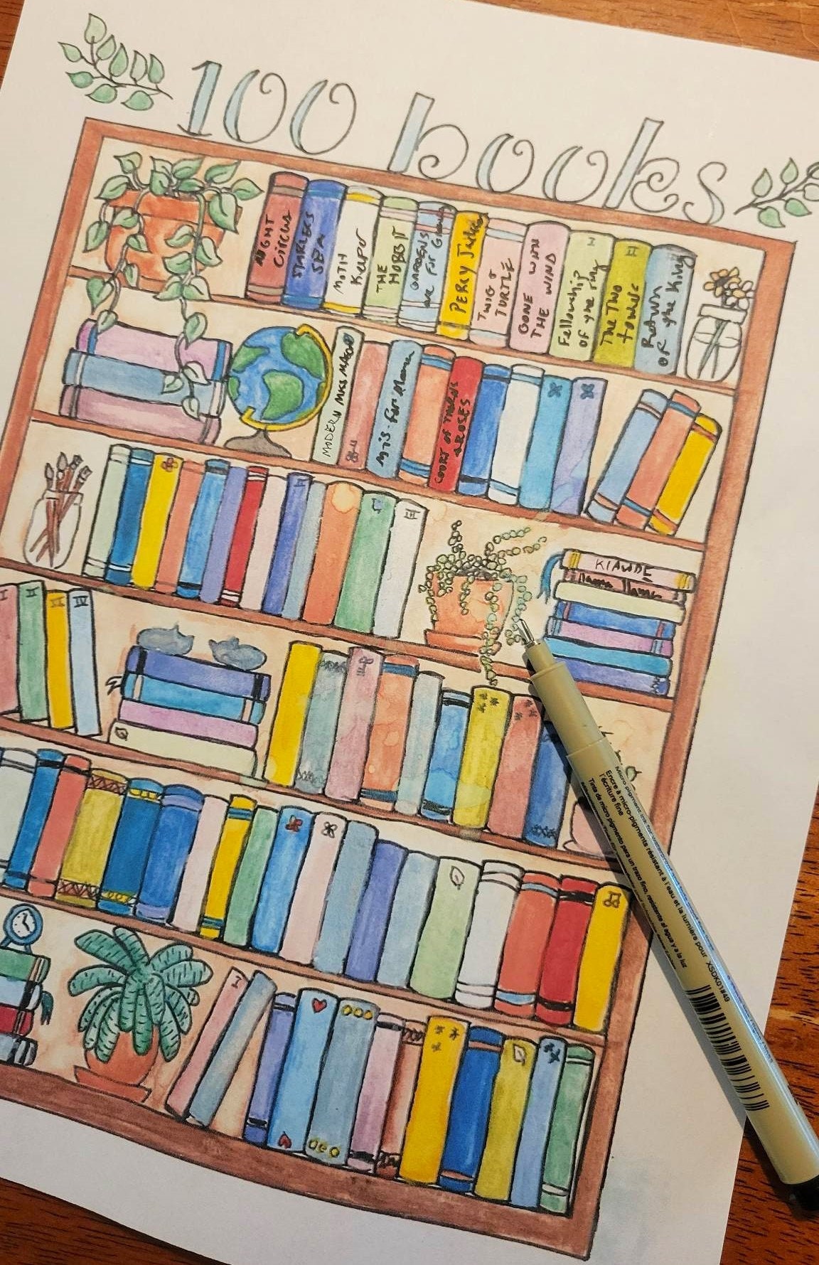 100 Books Book Log B&W AND Color - Etsy