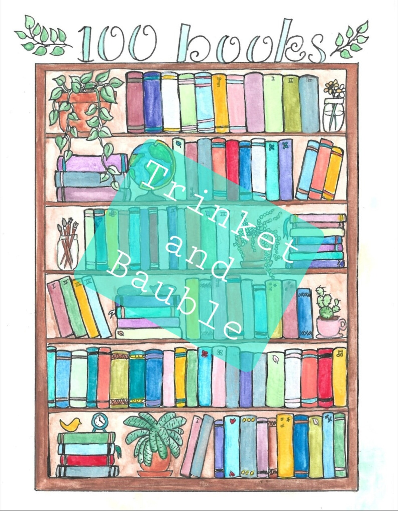 100 Books Book Log B&W AND Color - Etsy