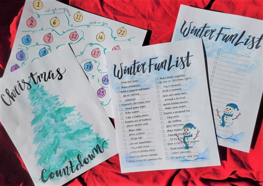 Winter Fun Bundle- Countdown Tree and Winter Fun List - Etsy