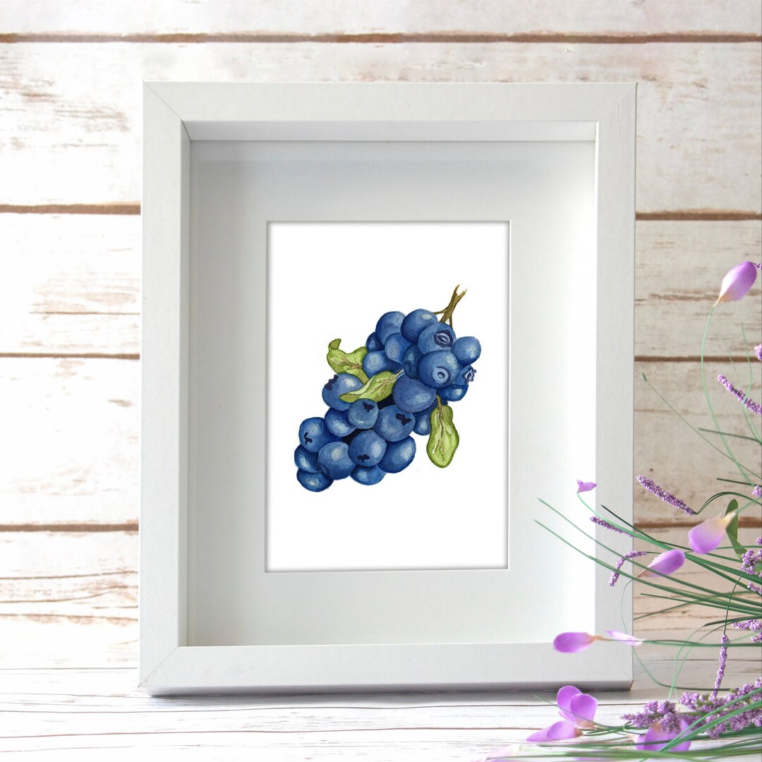 Blueberry Watercolor Print Number Three - 5x7 - Etsy