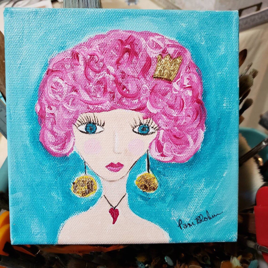 Pink Hair Girl totally Tina Original Acrylic - Etsy
