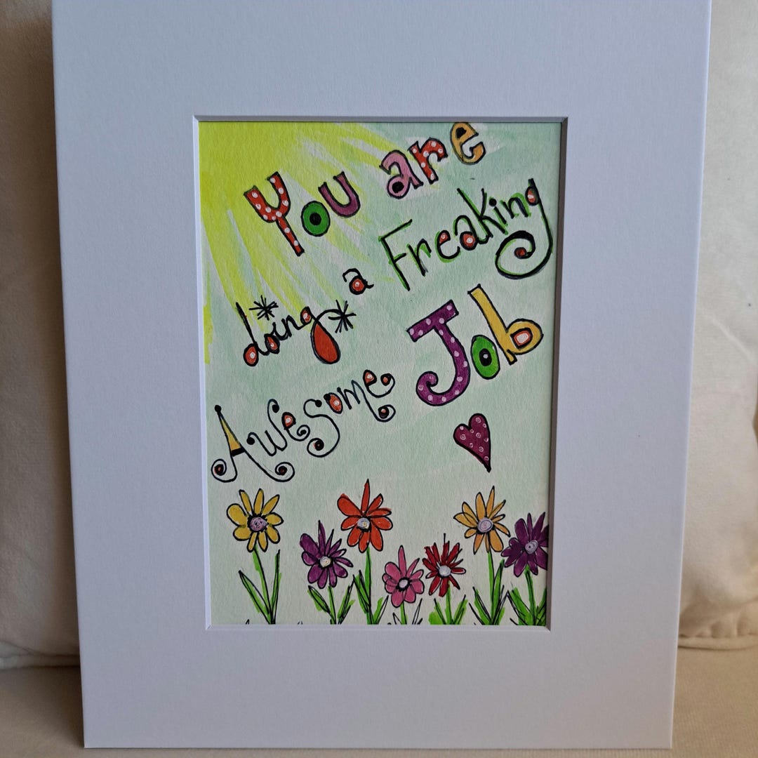 Original Garden Word Art freakin Awesome Job Watercolor & Ink Painting ...