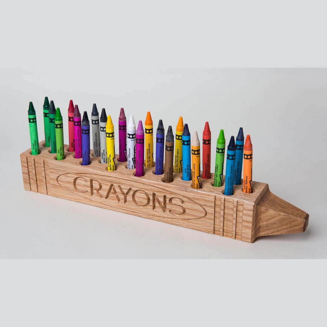 Wooden Crayon Holder oak, 24 Crayons - Etsy