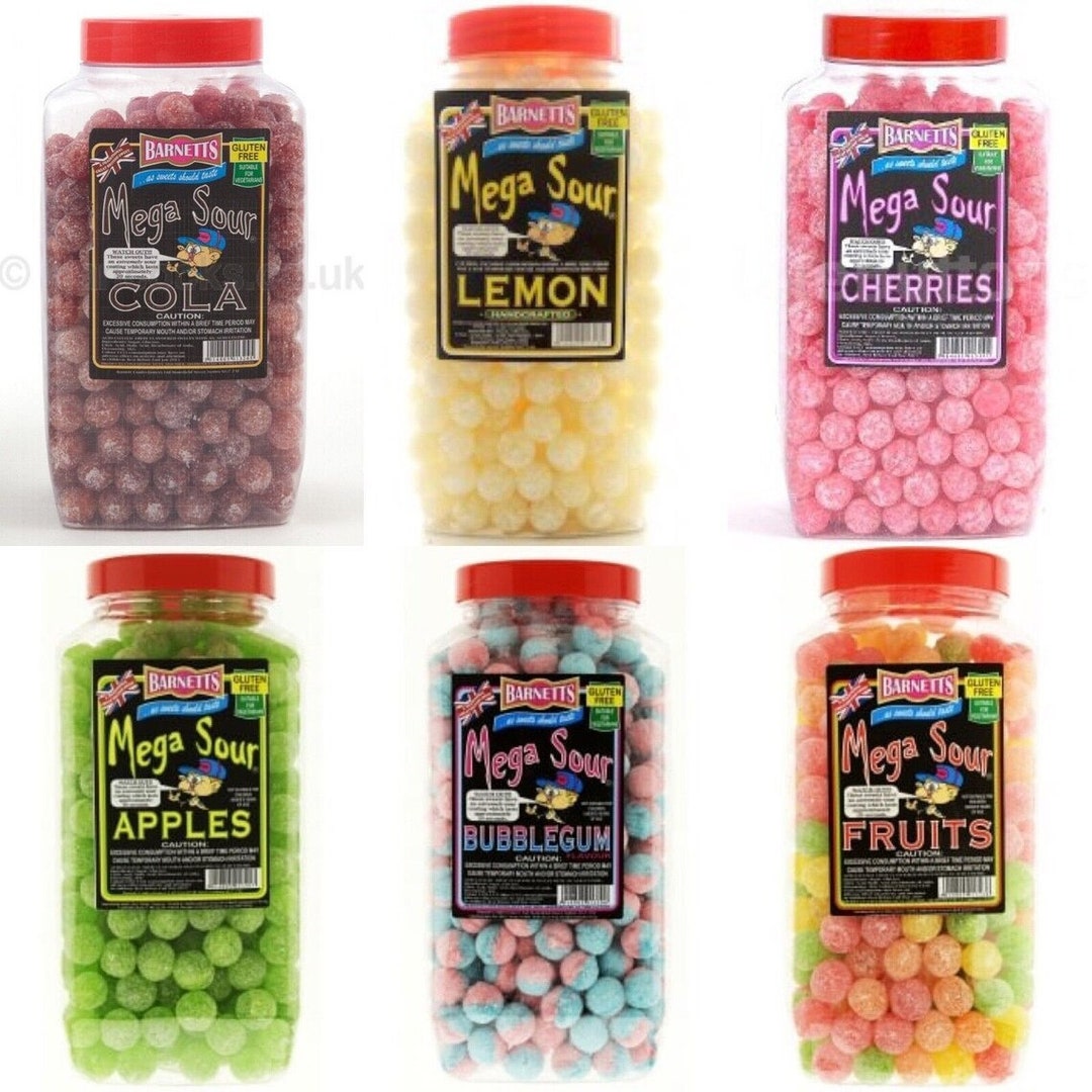 Mega Sour Sweets Barnetts Sour Fruits Candy Balls Mix Assortment Retro ...