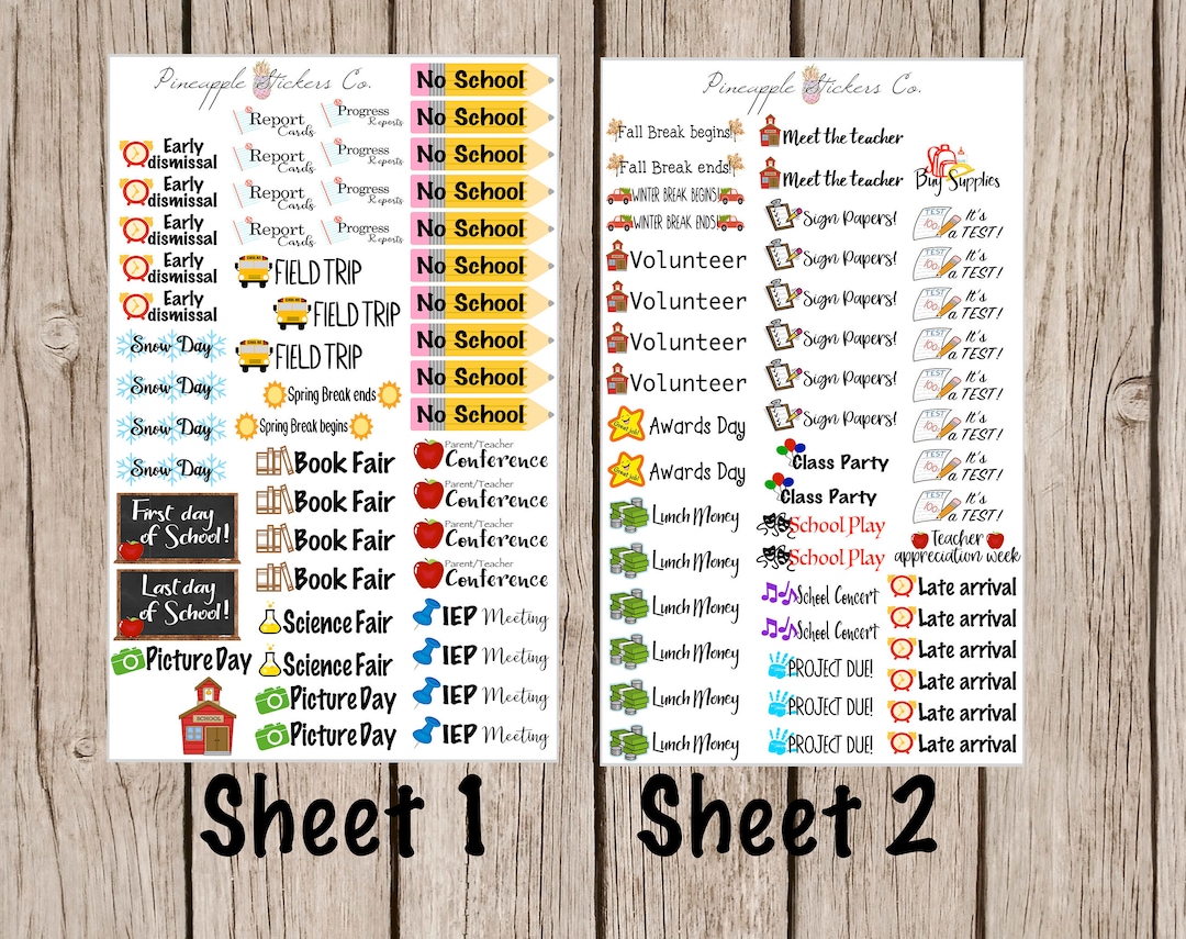 School Event Functional Planner Stickers Back to School Events - Etsy