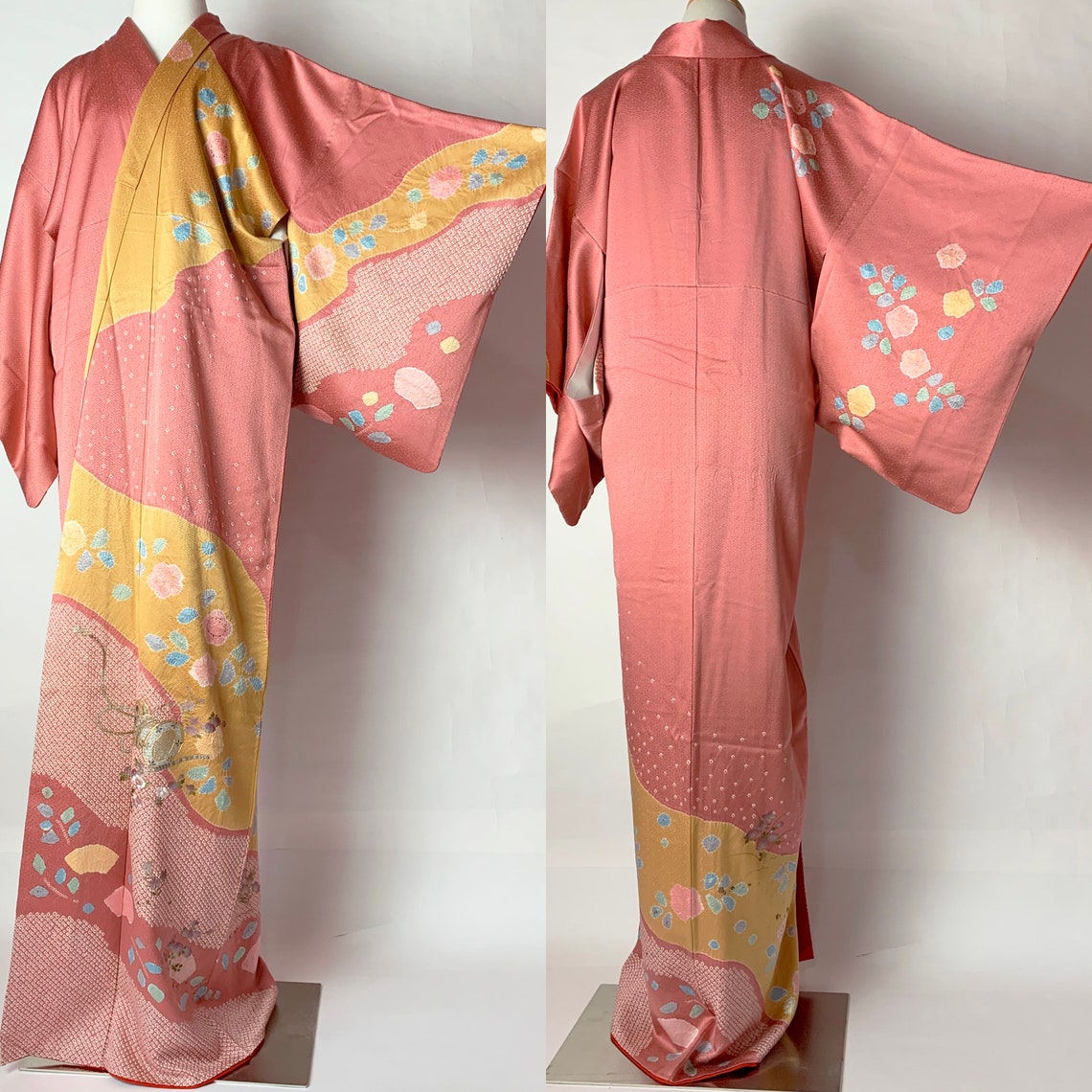 Japanese B012402 Elegant And Very Cute Pink Homongi Kimono | Etsy