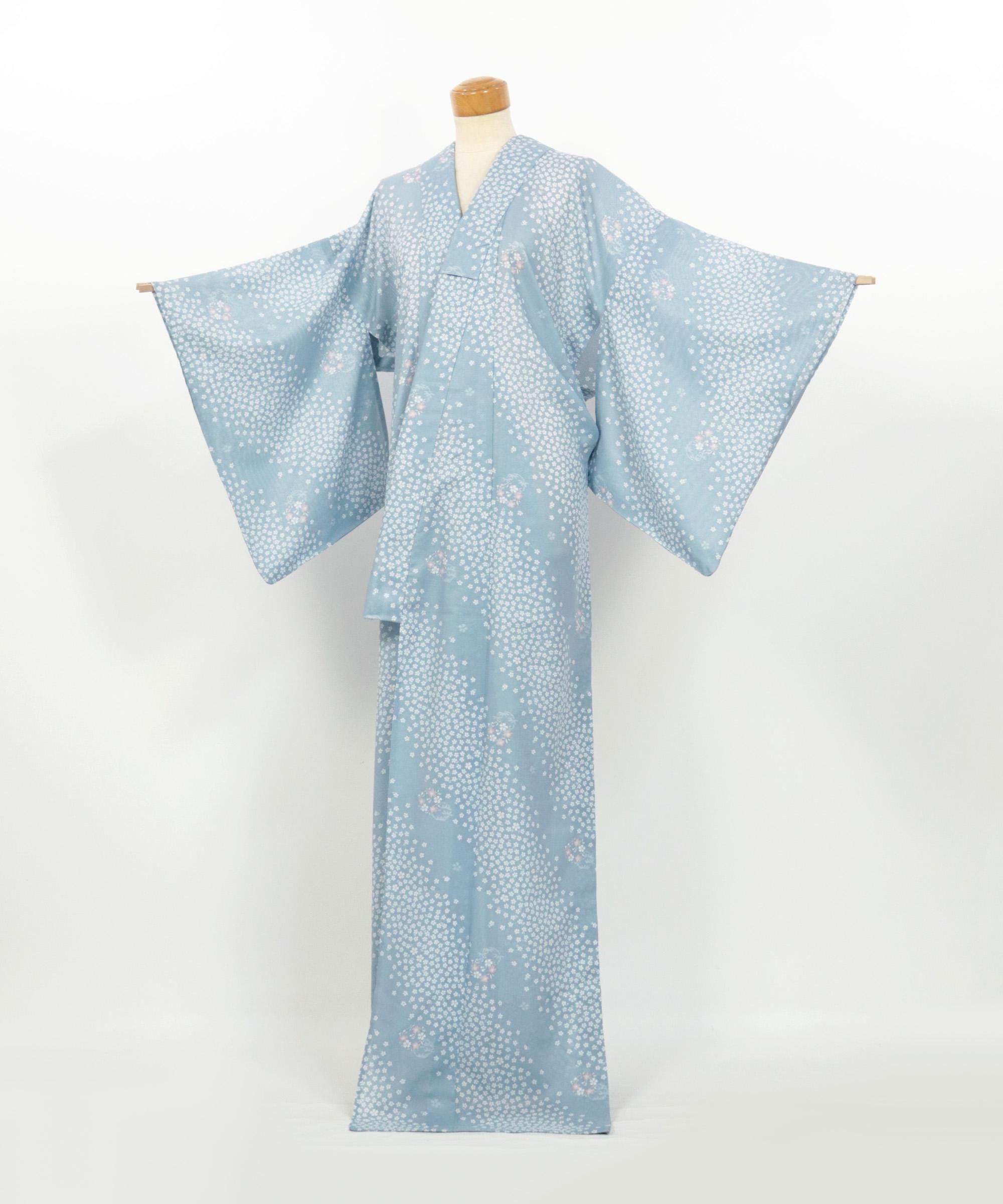 Kimono / Vintage Summer Komon Kimono With Sakura Pattern, Polyester Ro ...
