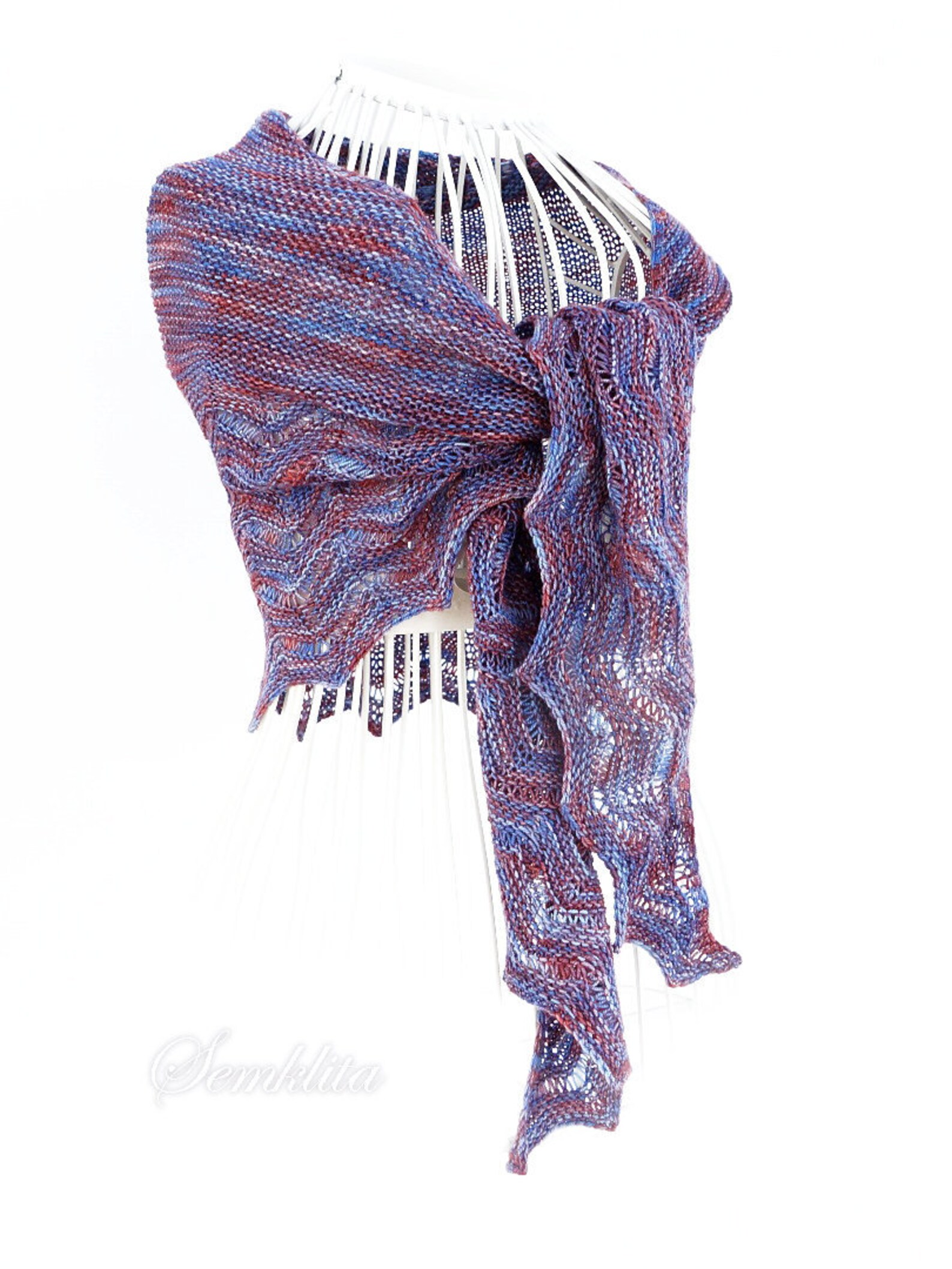 Knitted Shawl, Lace Shawl, Extra Fine Merino Wool Shawl, Semi Circle ...