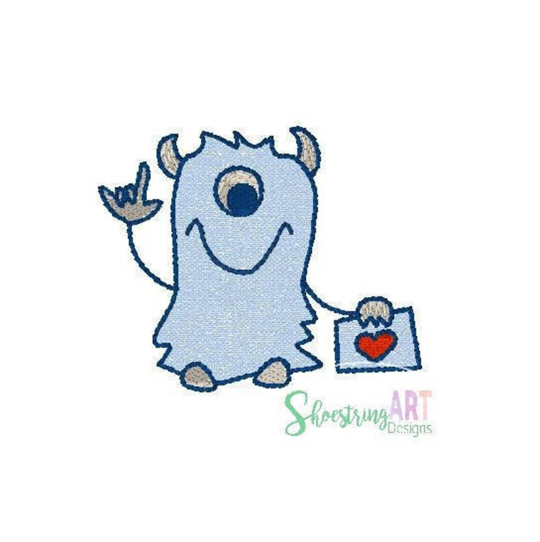 Asl Applique Design - Asl - Machine Embroidery - Monster - Sign ...