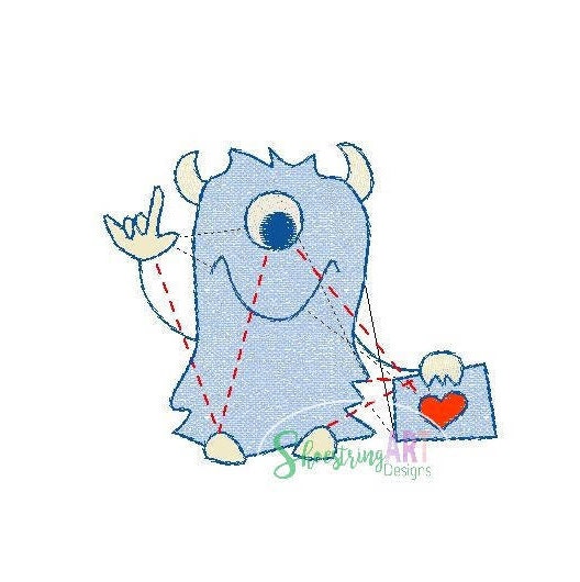Asl Applique Design - Asl - Machine Embroidery - Monster - Sign ...