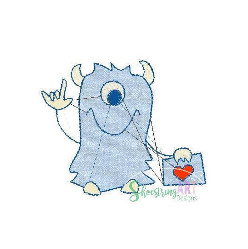 Asl Applique Design - Asl - Machine Embroidery - Monster - Sign ...