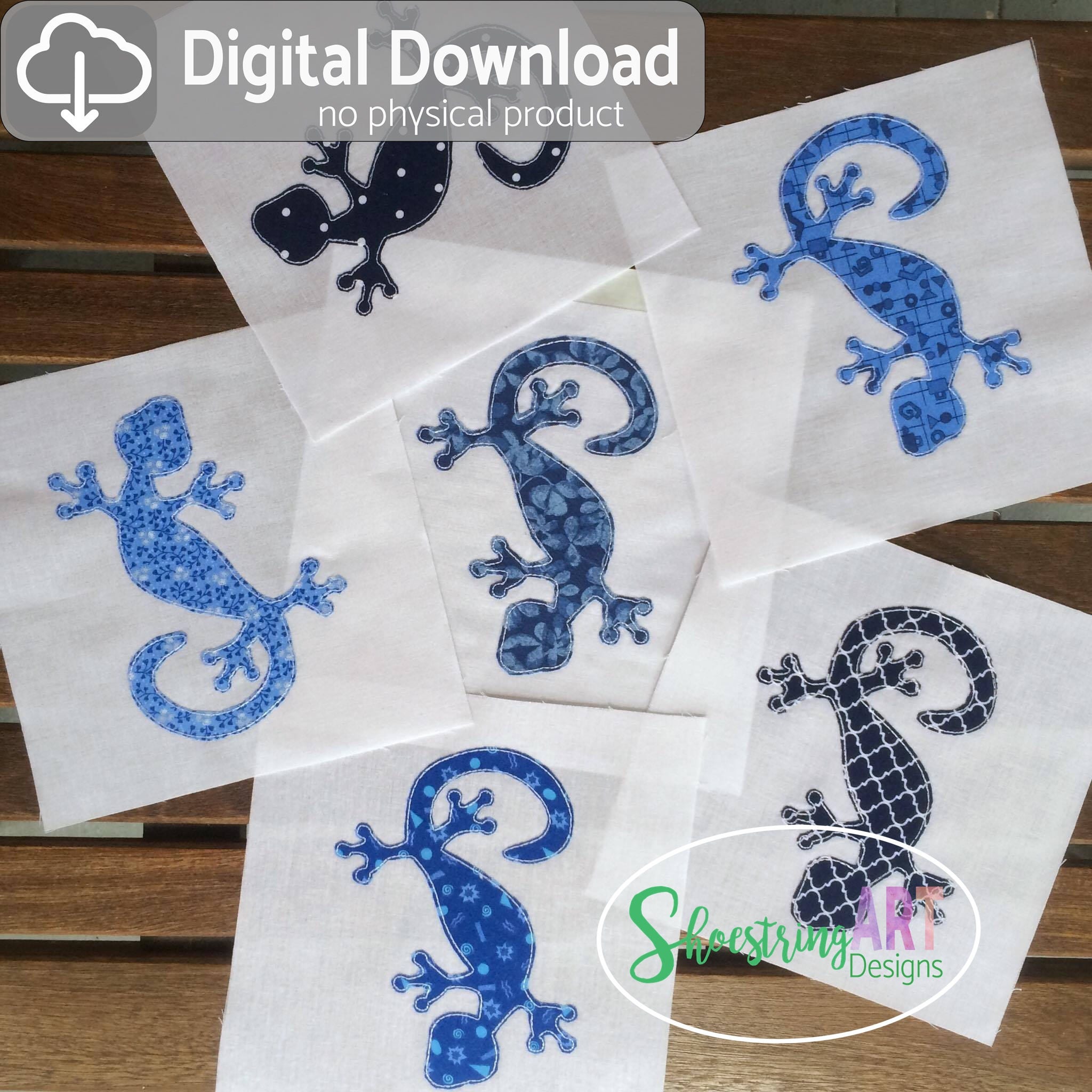 Gecko Applique Design - Lizard - Gecko - Salamander Machine Embroidery ...