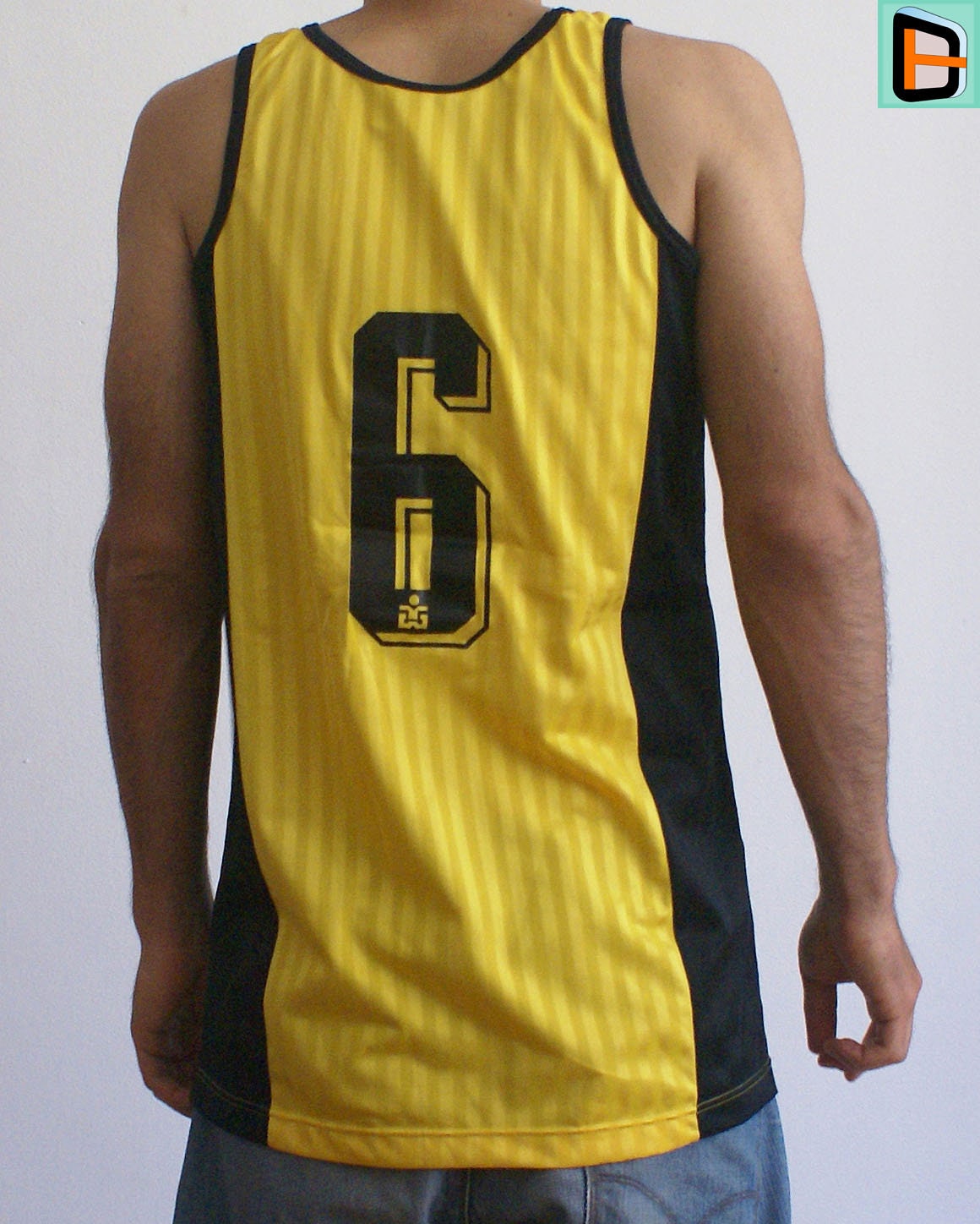 Vintage Mitre Sports Yellow Black Sleeveless Shirt Tank Top Jersey ...