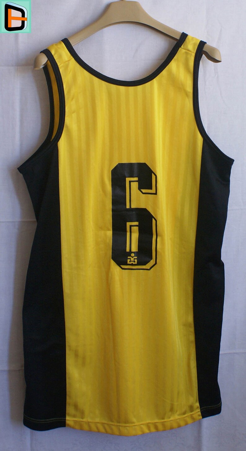 Vintage Mitre Sports Yellow Black Sleeveless Shirt Tank Top Jersey ...