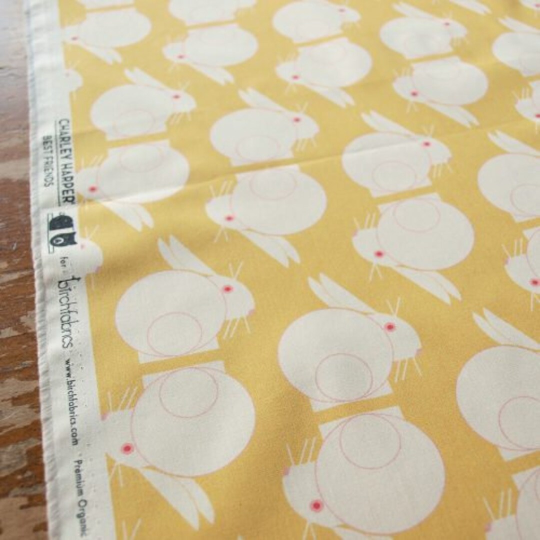 Just Arrived, Bunny Stagger Sunshine, Organic Quilting Weight Poplin ...