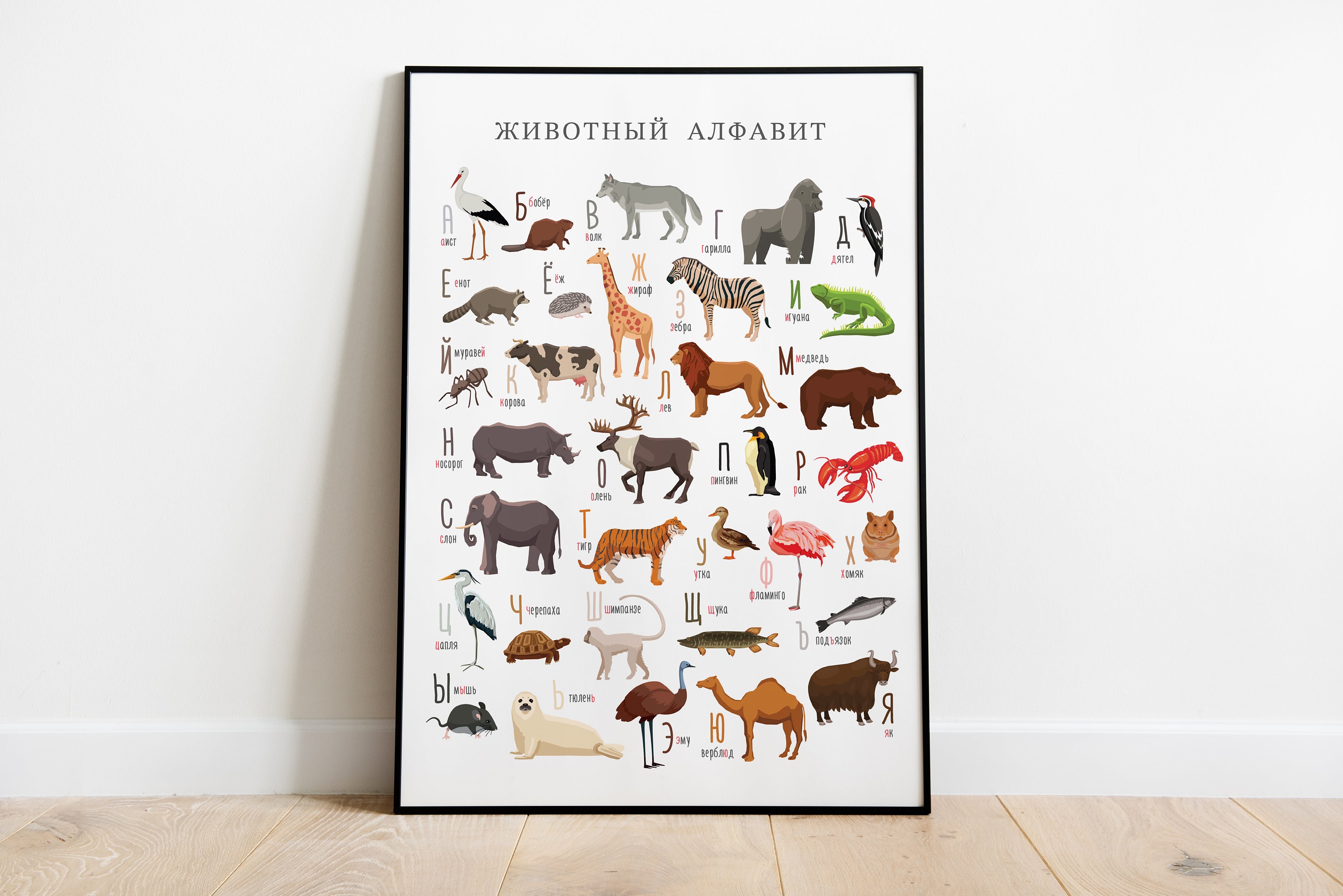 Animal Alphabet Poster, Russian, PRINTABLE Wall Art, ABC Poster ...