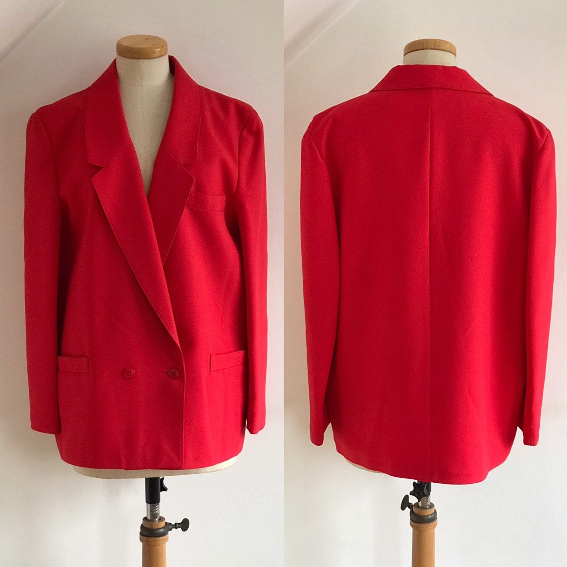 Vintage 80s Blazer Long Line Jacket Red 1980s BHS Topline