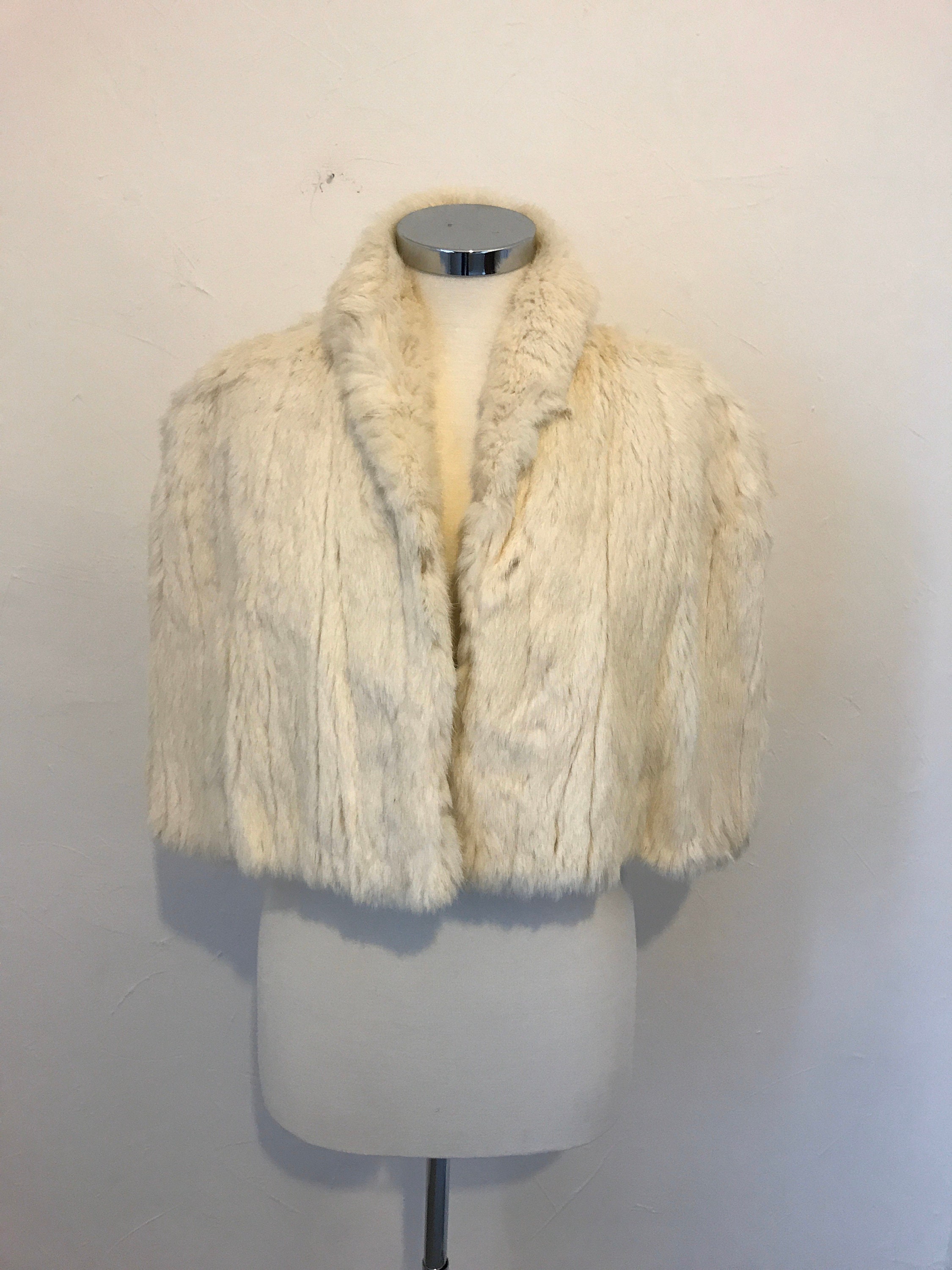 Vintage 1950s White Ermine Fur Shoulder Wrap Cape Capelet 50s Bride