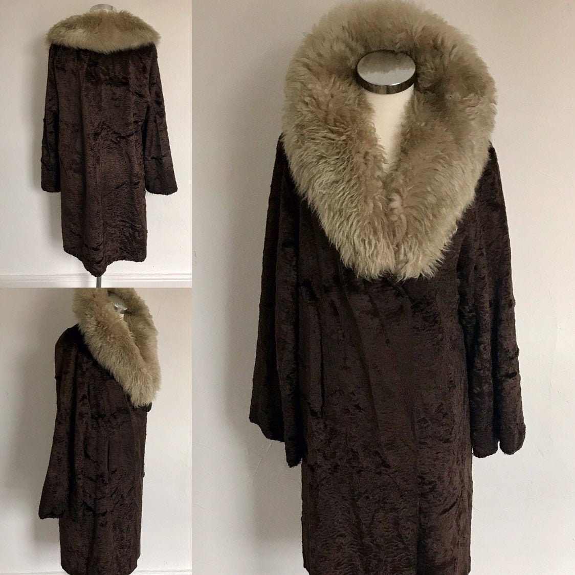 Vintage 1950s Duster Coat Faux Fur Furclean 50s Pinup Swing Back ...