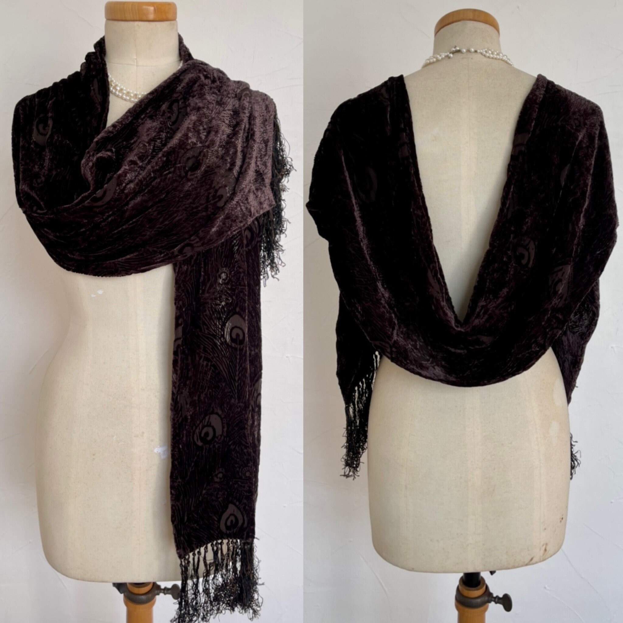 Vintage 1920s Silk Devoré Scarf Art Deco Wrap Iridescent Peacock Eye ...