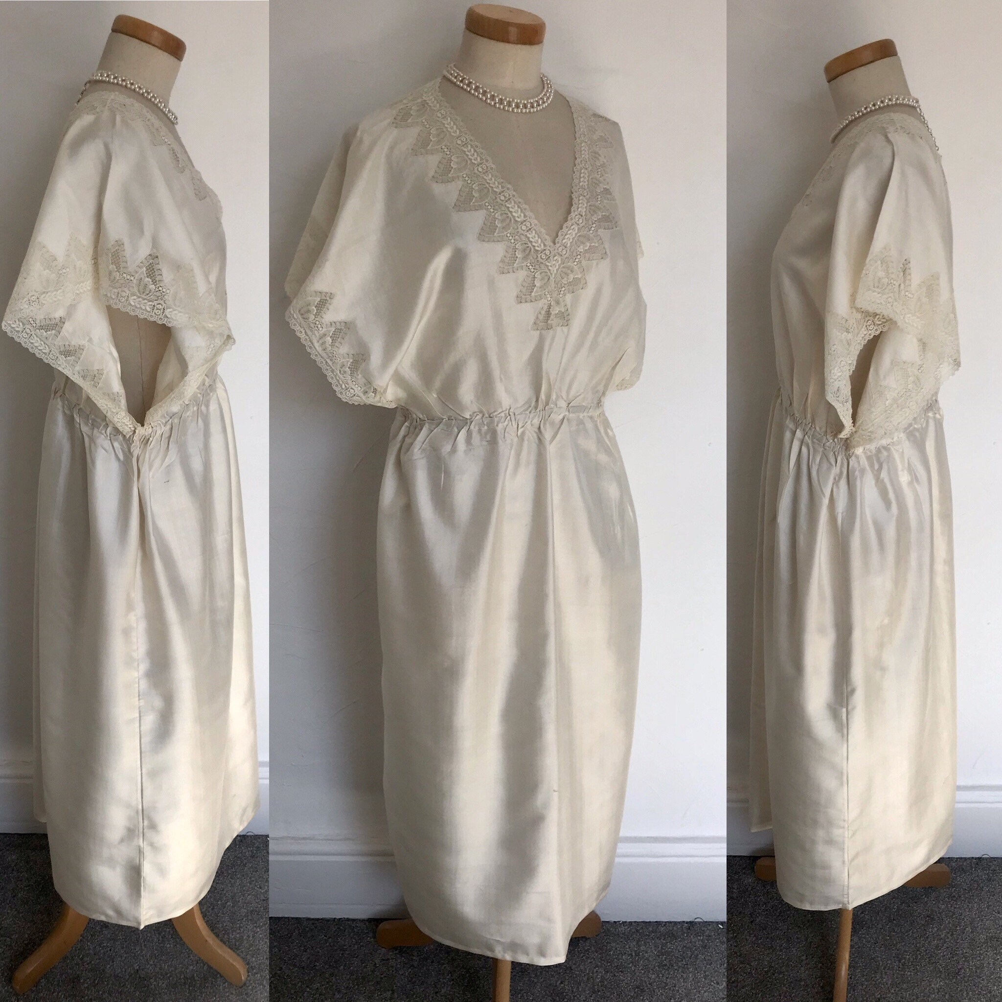 Unworn Vintage Art Deco Sheath Dress 1920s Robe Nightdress French Lace ...