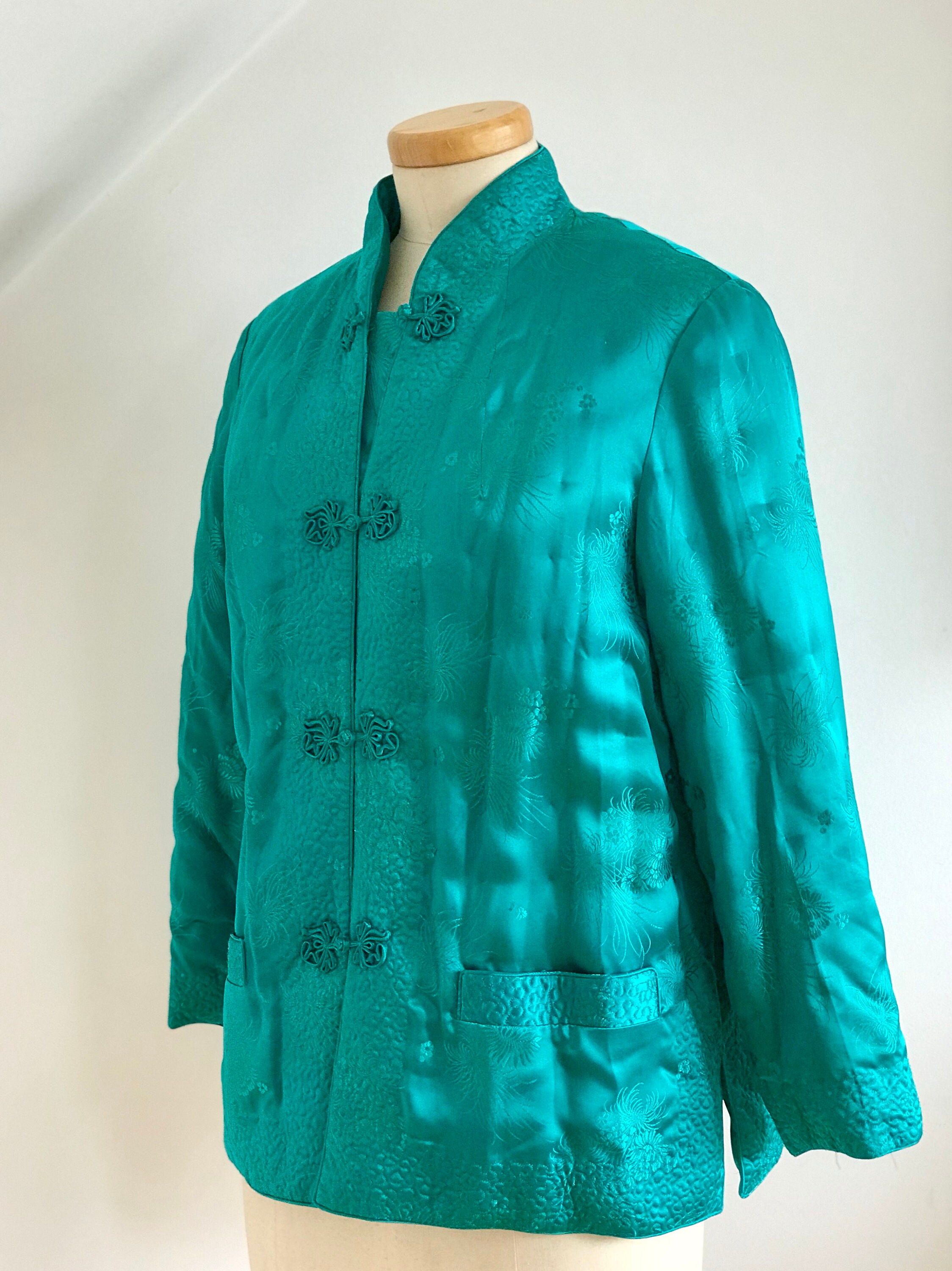Vintage 1940s Cheongsam Jacket Iridescent Silk Hand Embroidery Chinese ...