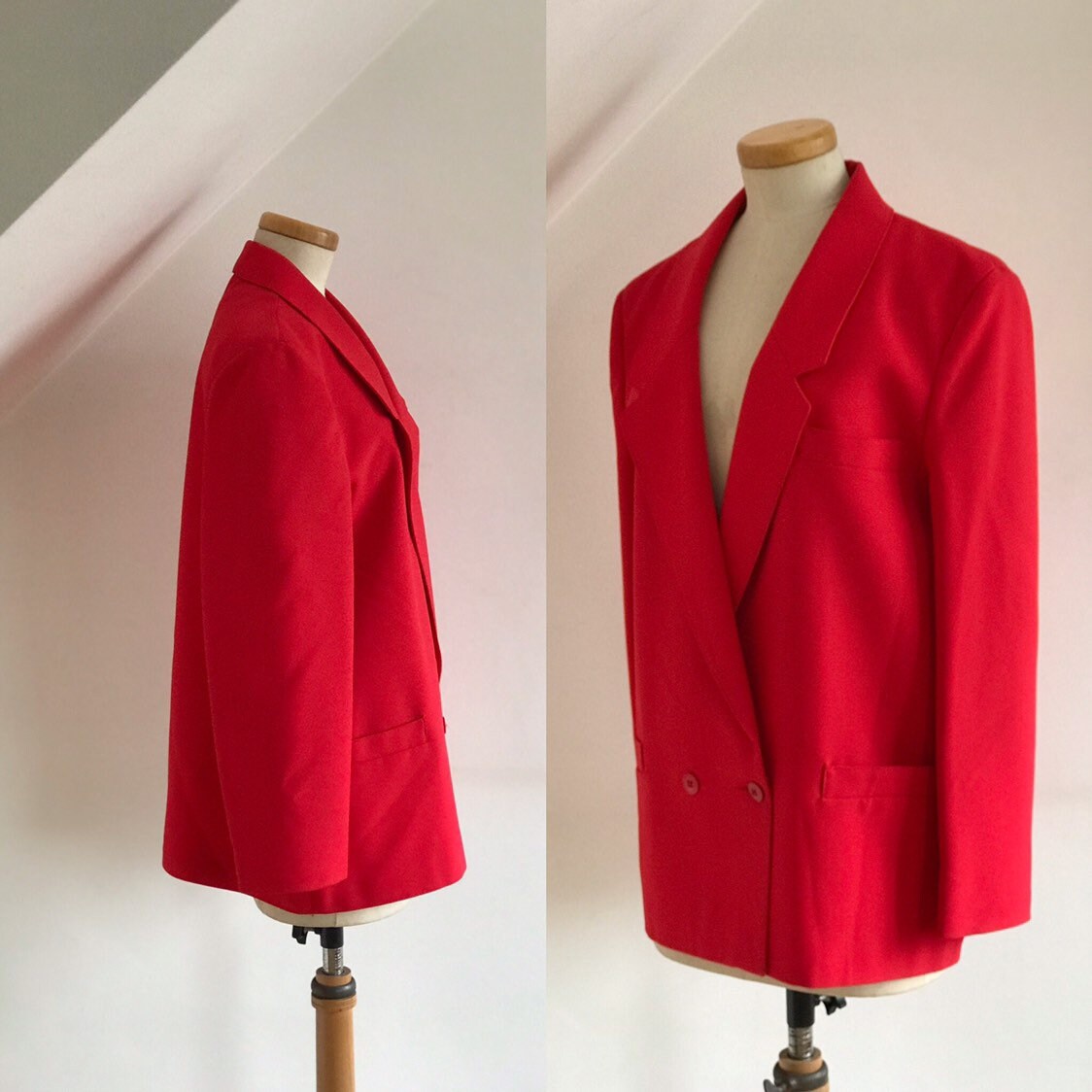 Vintage 80s Blazer Long Line Jacket Red 1980s BHS Topline