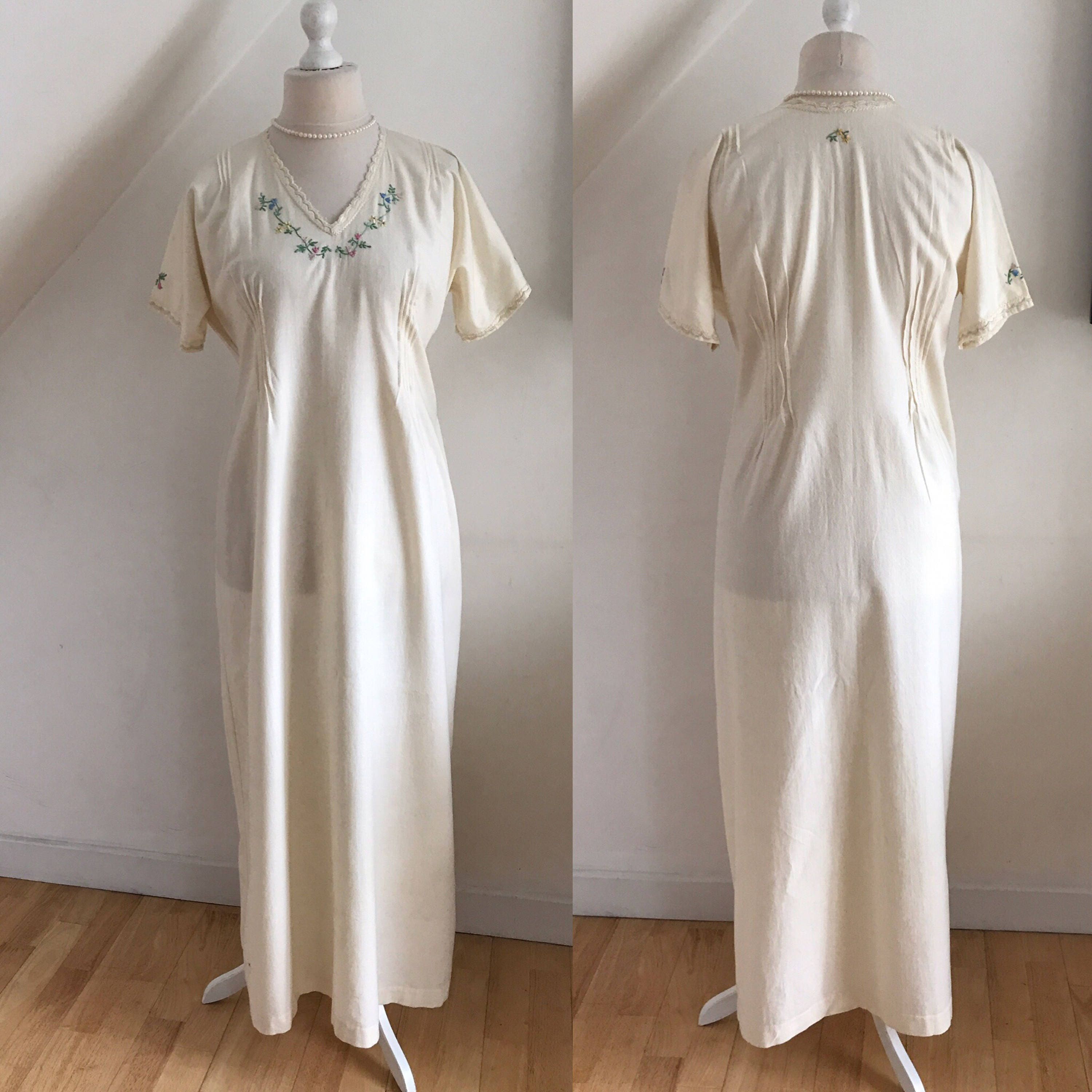 Victorian 1800s Boudoir Robe Nightdress Wool Silk Embroidery Hand Sewn ...