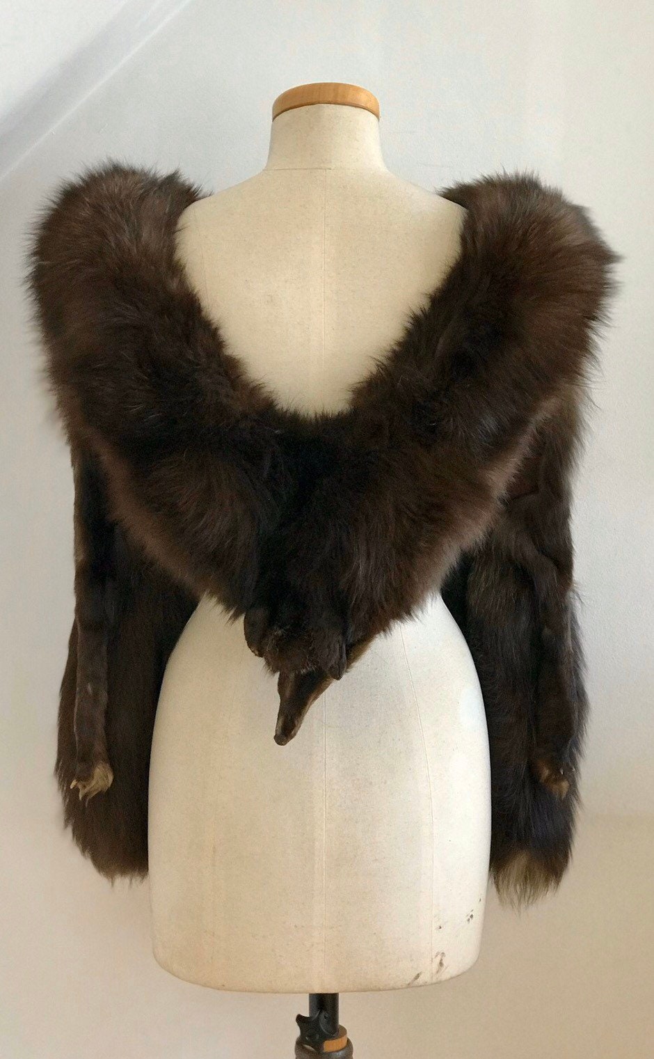 REDUCED Vintage 1930s Wrap Evening Stole Double Fox Fur Art Deco