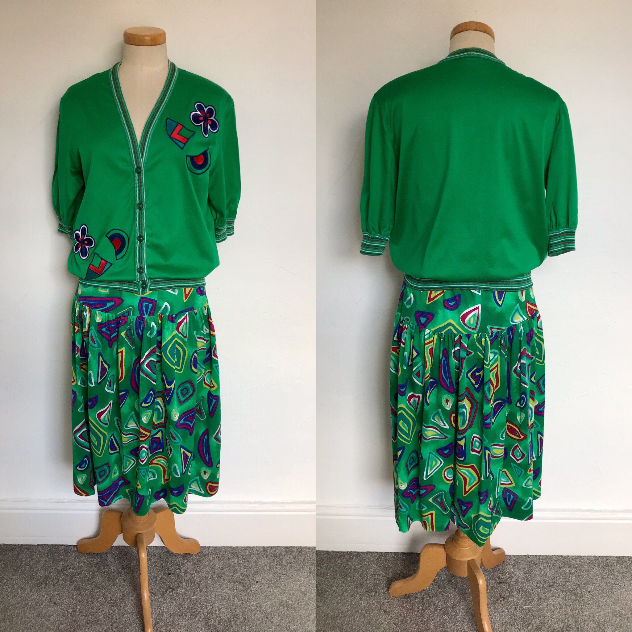 Vintage 1980s Liola Skirt Suit Vivid Stylish Italian 80s Chic Blouson ...